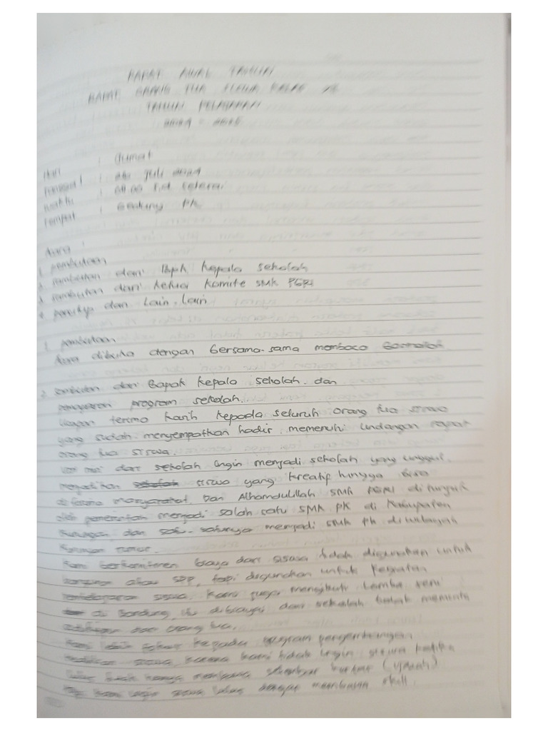 Notula Rapat Orangtua | PDF