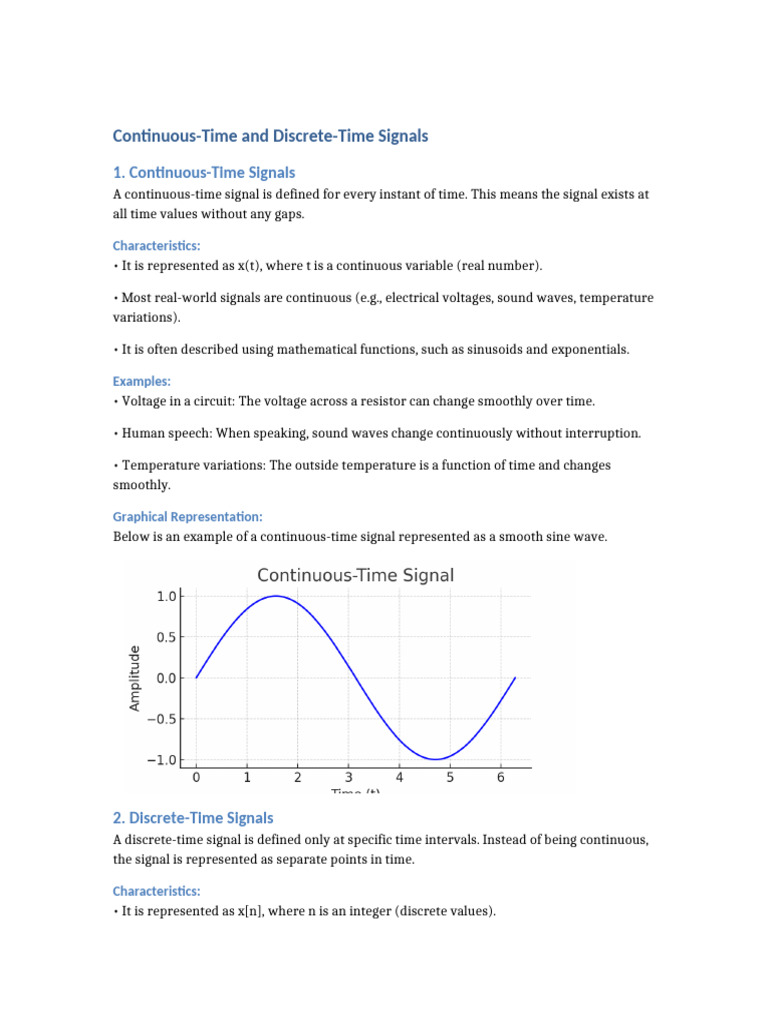 Continuous and Discrete Time Signals | PDF