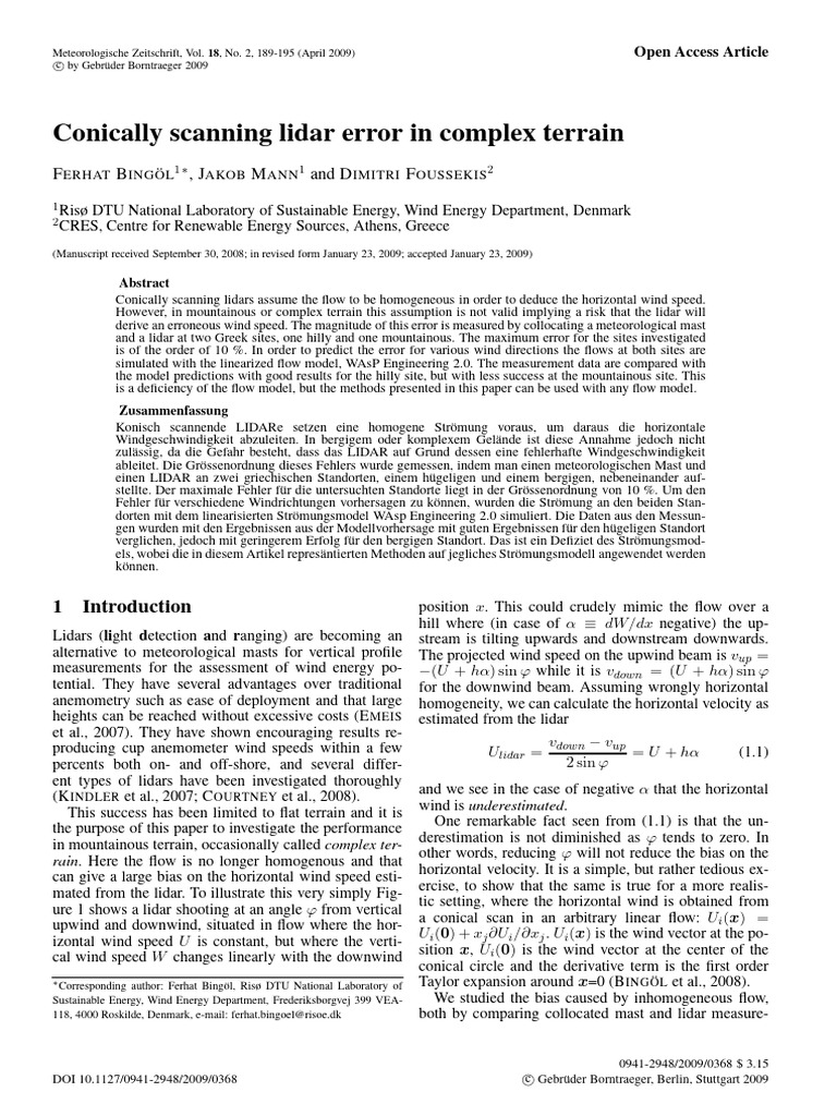 2009-Mann-Conically Scanning Lidar Error in Complex Terrain | PDF ...