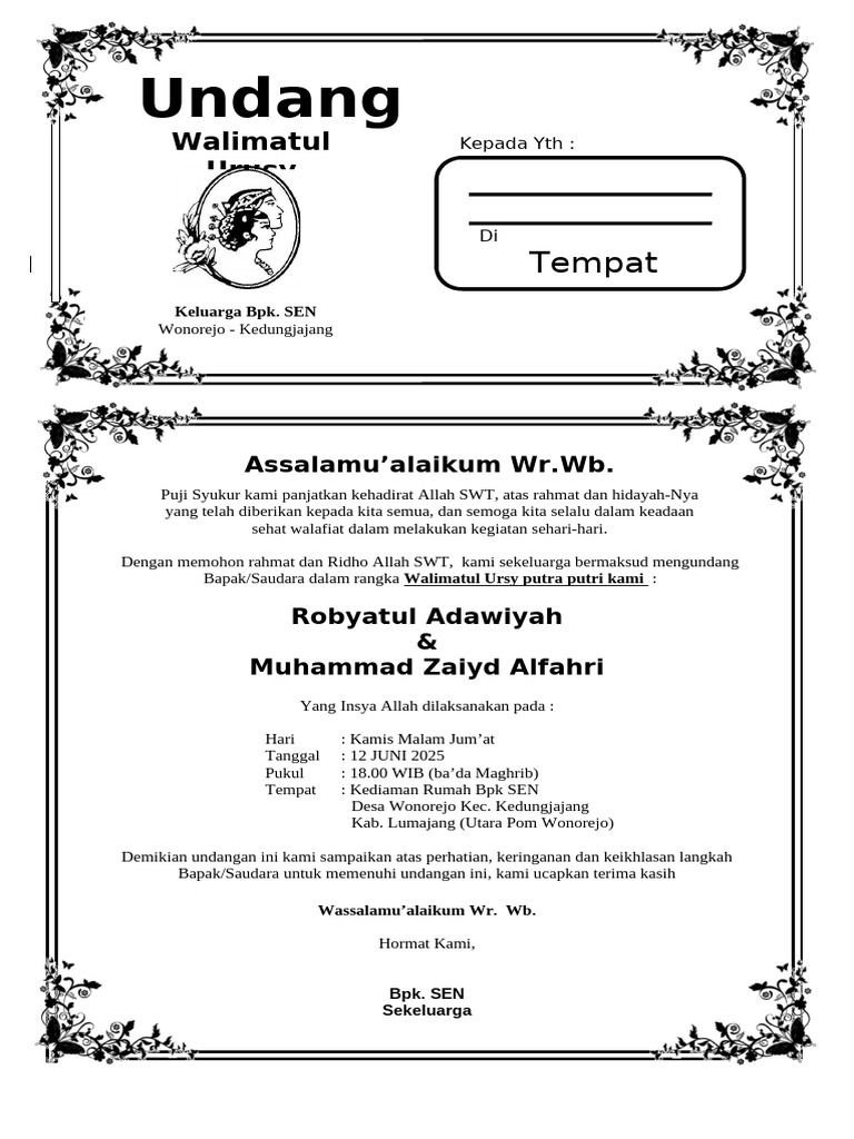 Undangan Walimatul Ursy | PDF