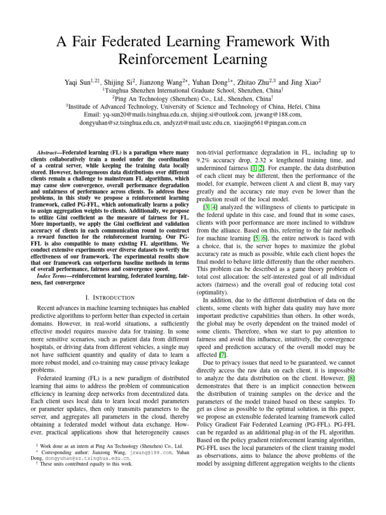 A Fair Federated Learning Framework With | PDF | Applied Mathematics | Learning