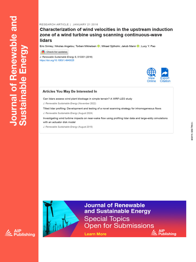 2016-Mann-Characterization of Wind Velocities in The Upstream Induction ...
