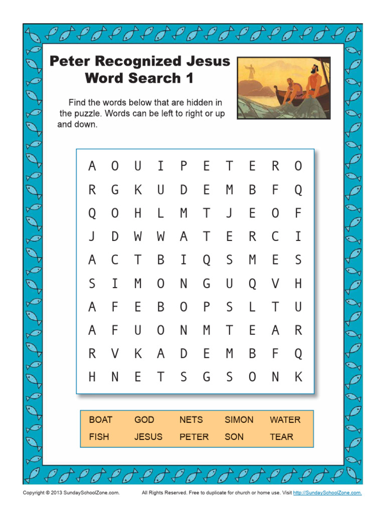 Peter Recognized Jesus - Word - Search - 1 | PDF | Saint Peter | New ...
