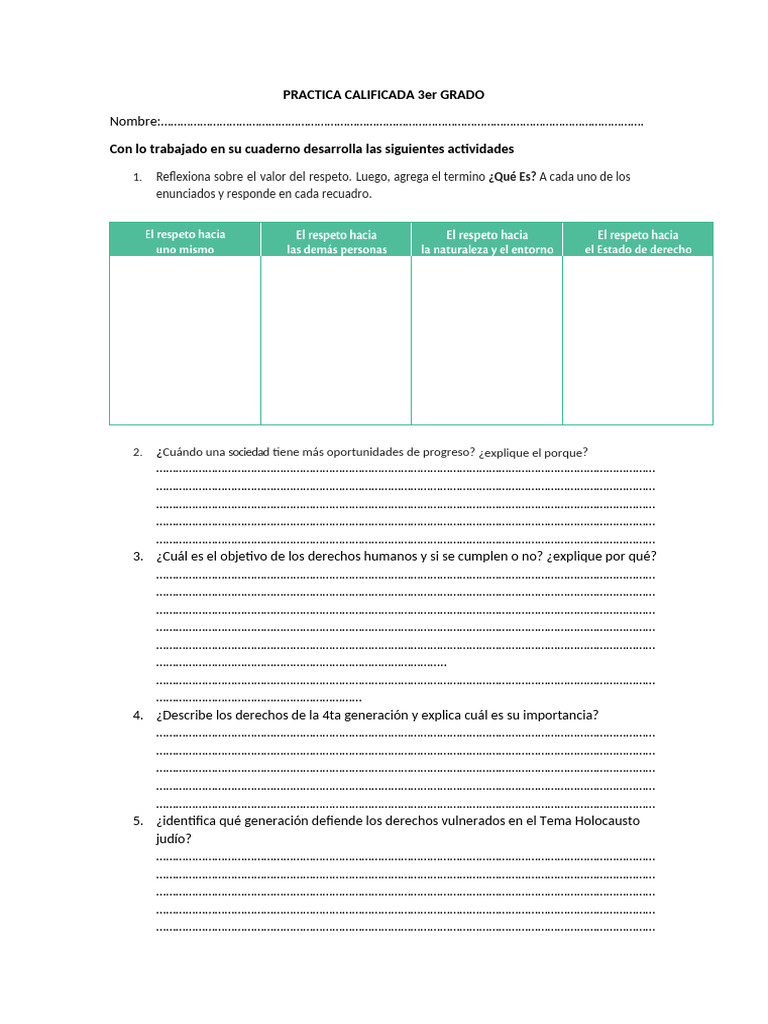 Practica Calificada 3er Grado | PDF