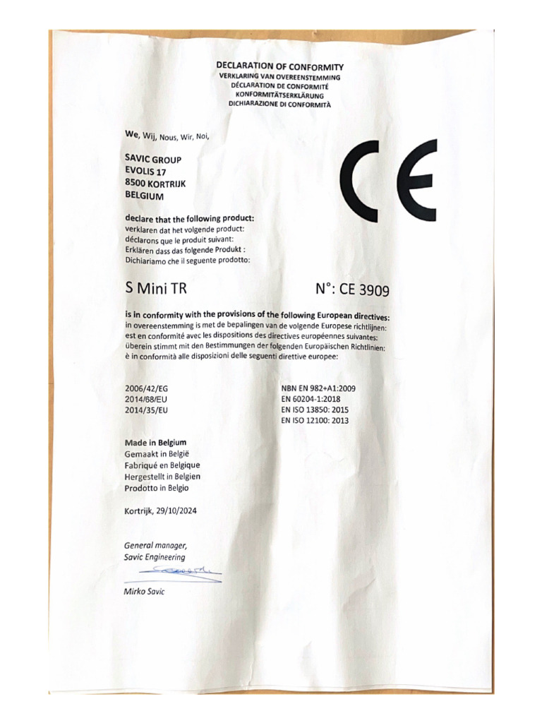 Declaration of Conformity | PDF