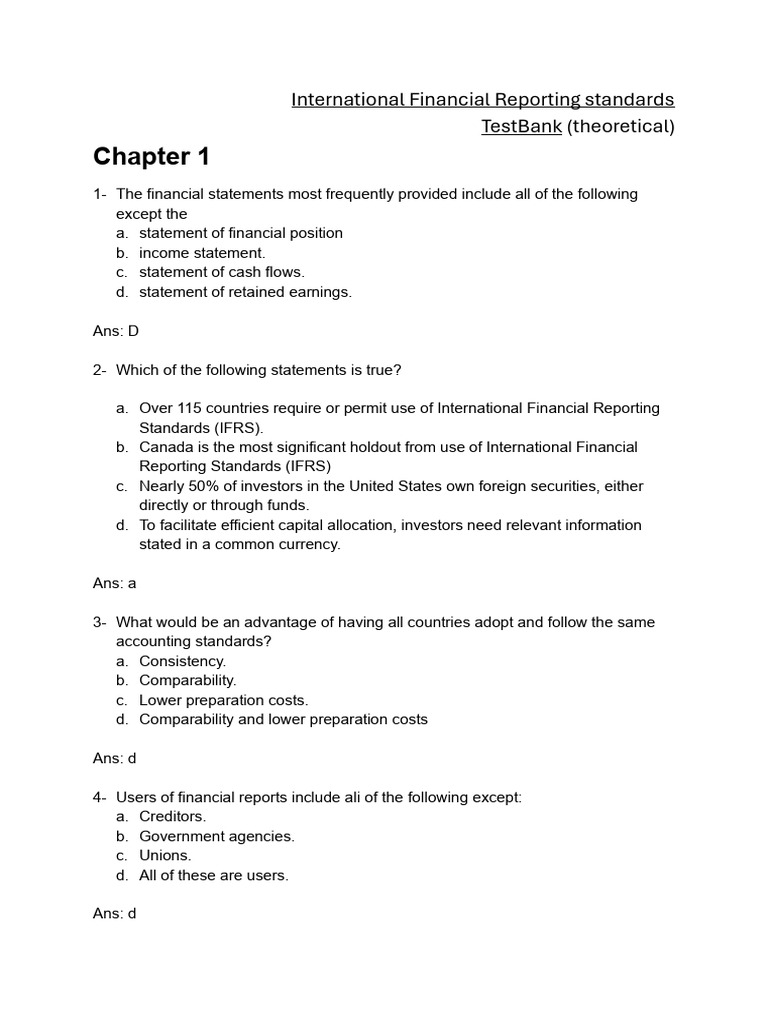 IFRS TB Ch1, Ch2 Theoritical | PDF | International Financial Reporting Standards | Historical Cost