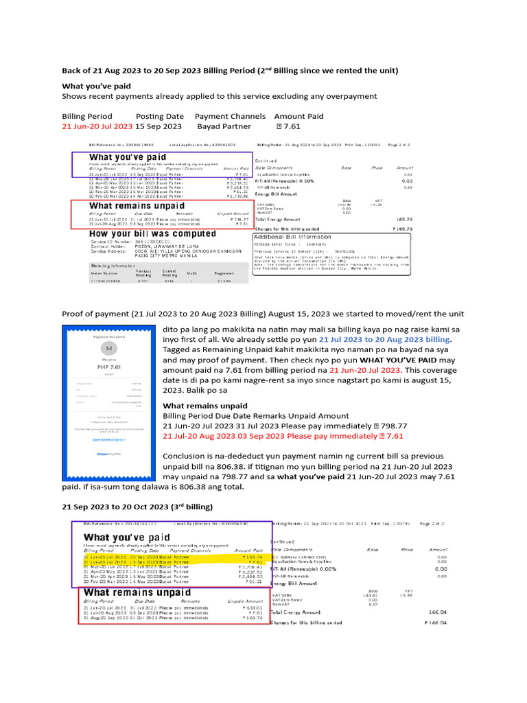 Back of 21 Aug 2023 To 20 Sep 2023 Billing Period | PDF
