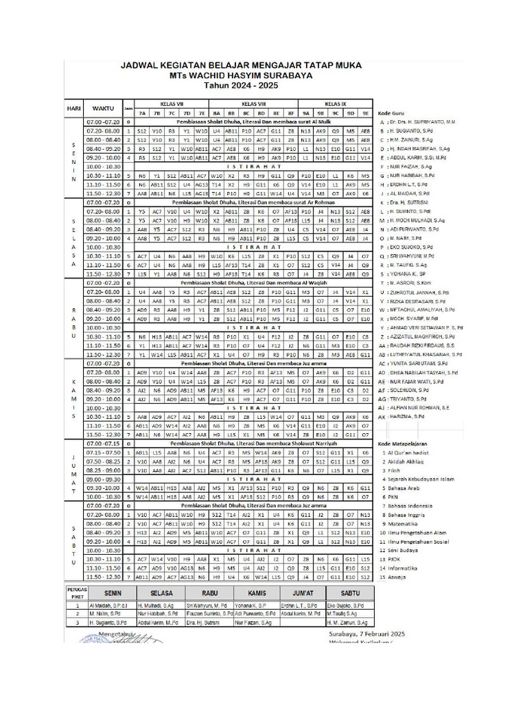 Jadwal Mts Februari 25 | PDF