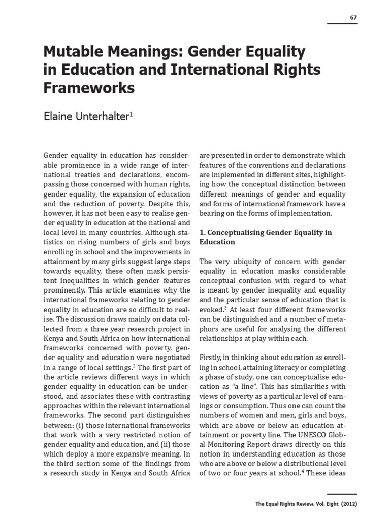 Mutable Meanings- Gender Equality in Education | PDF | Literacy | Gender Equality