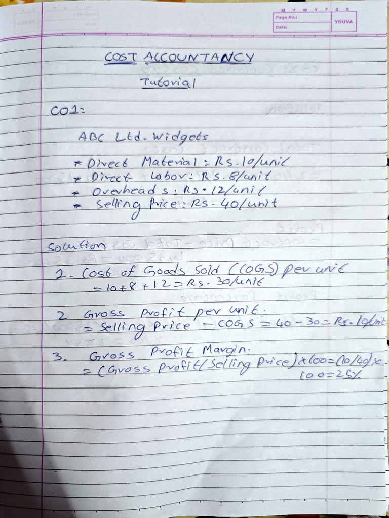 Cost Accountancy - Tutorial | PDF