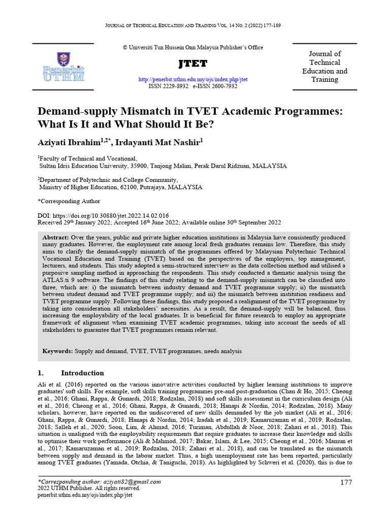 1.0 Demand-Supply Mismatch in TVET Academic Programmes What Is It and ...
