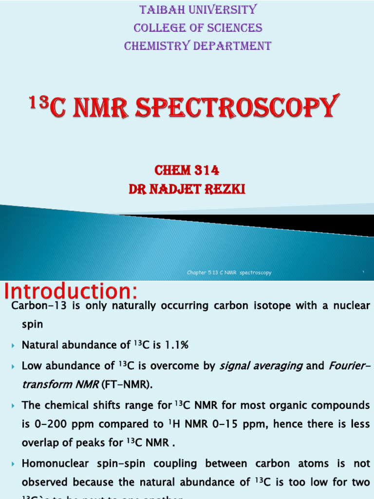 Understanding 13C NMR Spectroscopy | PDF | Carbon 13 Nuclear Magnetic ...