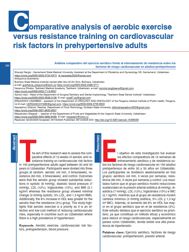 5 Comparative Analysis Aerobic Exercise | PDF | Blood Pressure ...