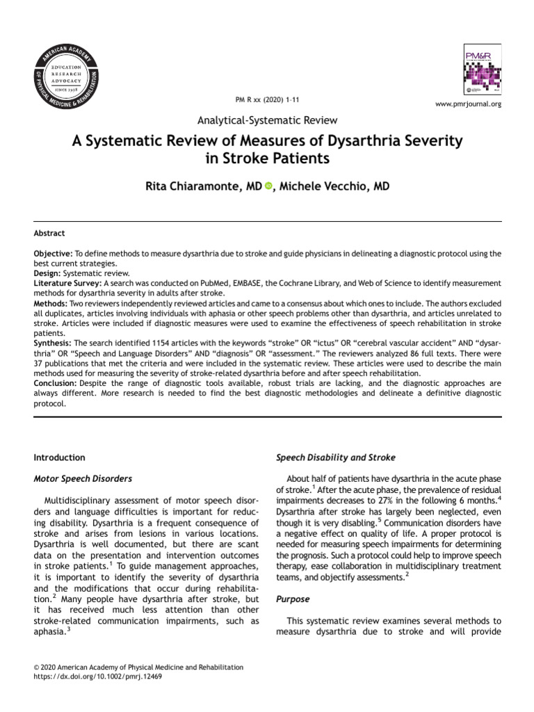 A Systematic Review of Measures of Dysarthria Severity | PDF ...