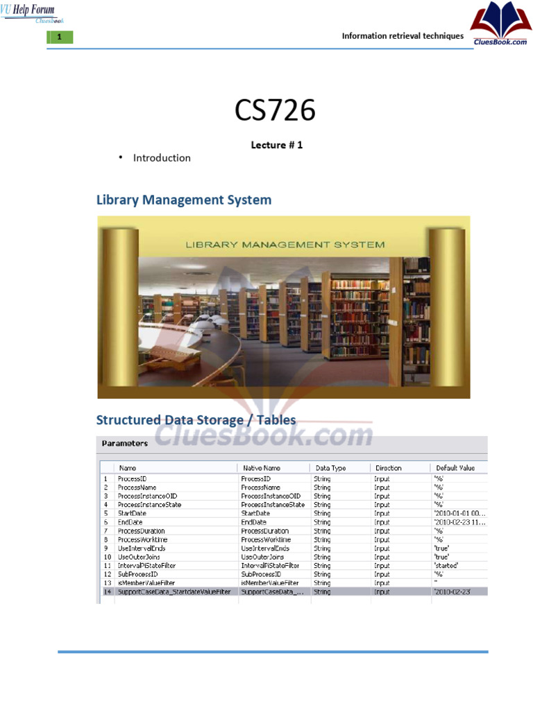 CS726 Information Retrieval Techniques Complete Handouts [Downloded From Cluesbook.com] | PDF ...