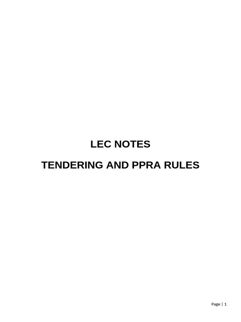 Tendering and PPRA Rules | PDF | Procurement | Specification (Technical Standard)