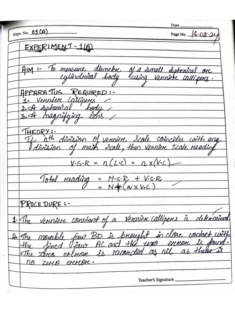 Experiment 1(A) phy. | PDF