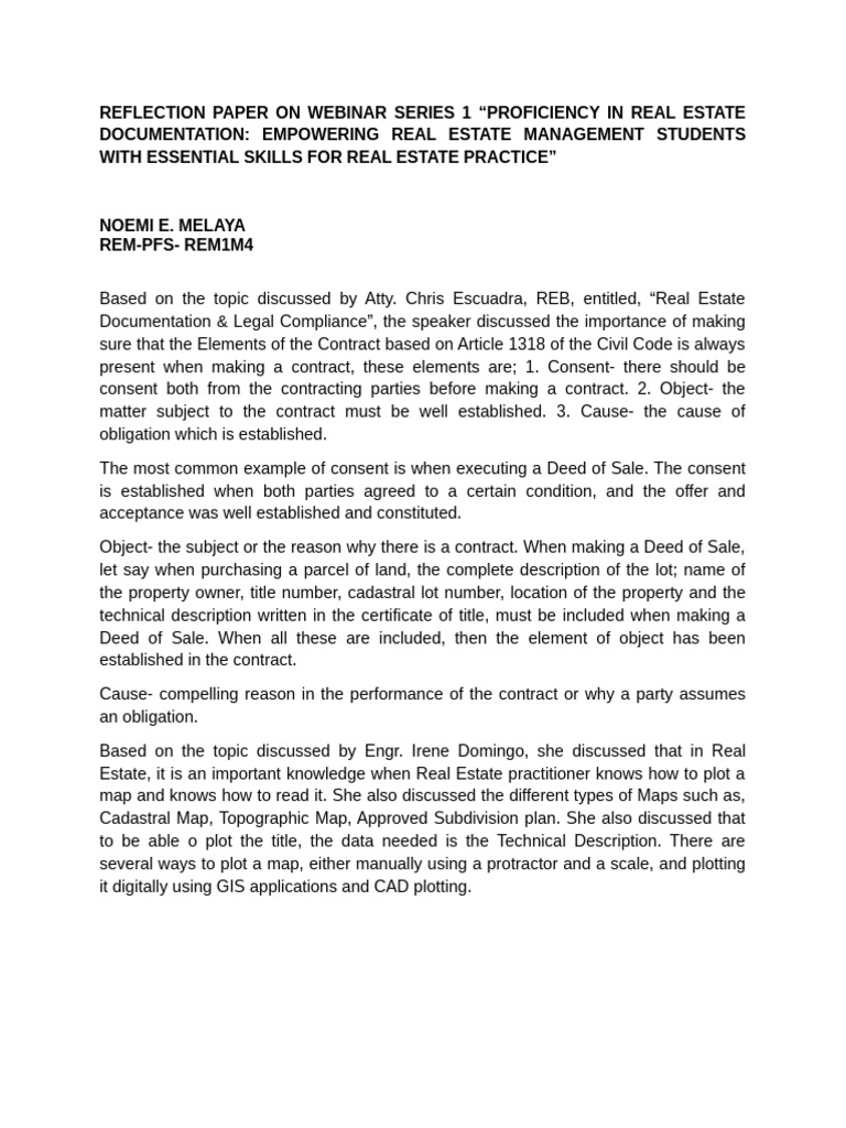 Reflection Paper On Webinar Series 1 | PDF