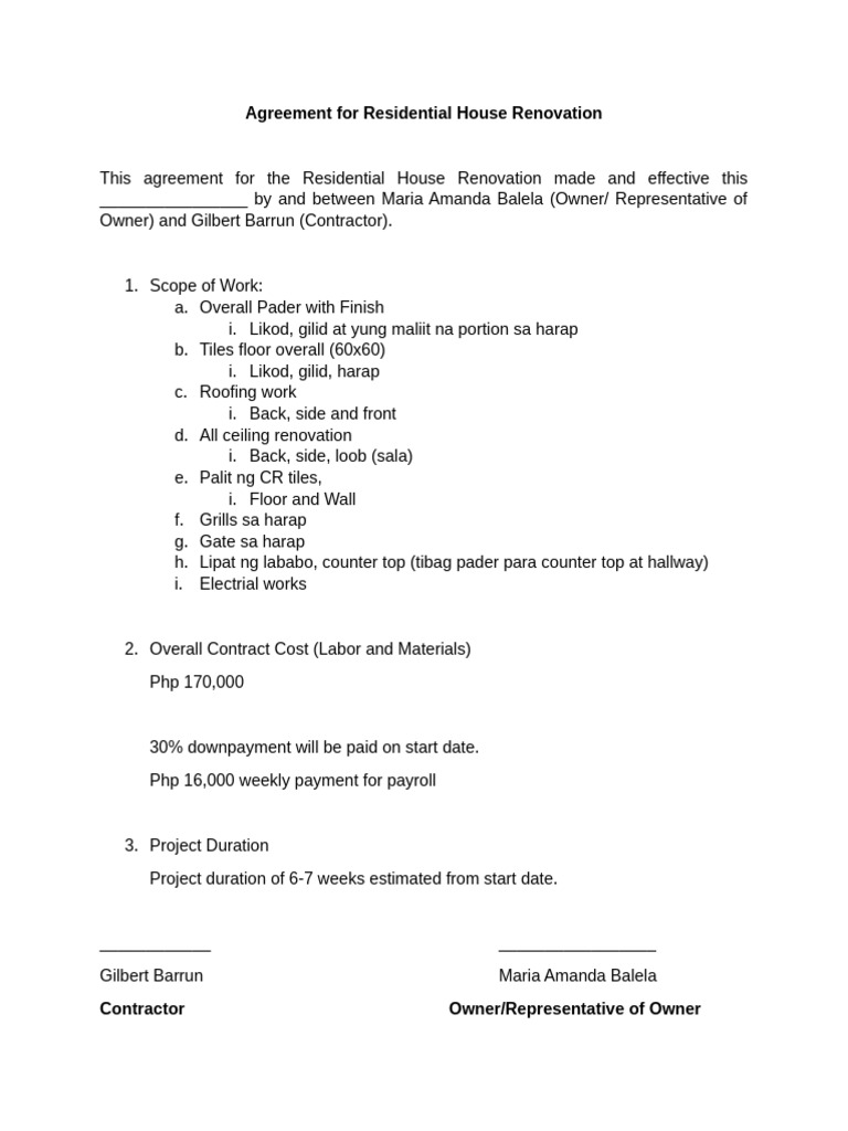 Gilbert Barrun contract | PDF