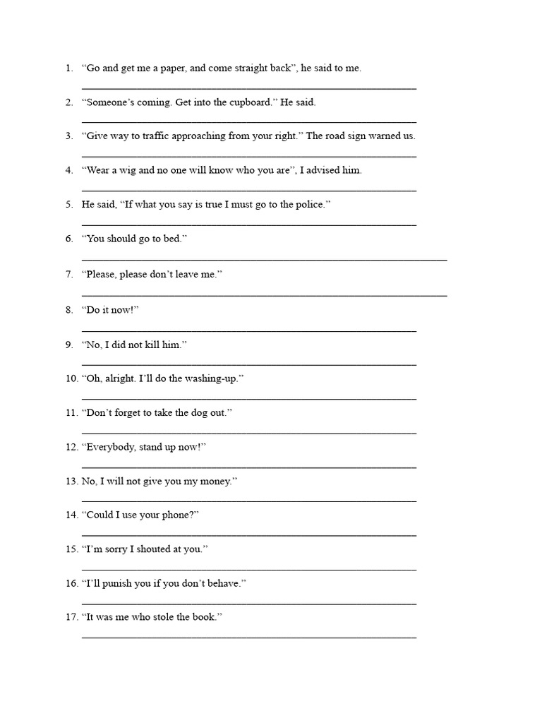 Rephrasing Reported Speech 2 | PDF