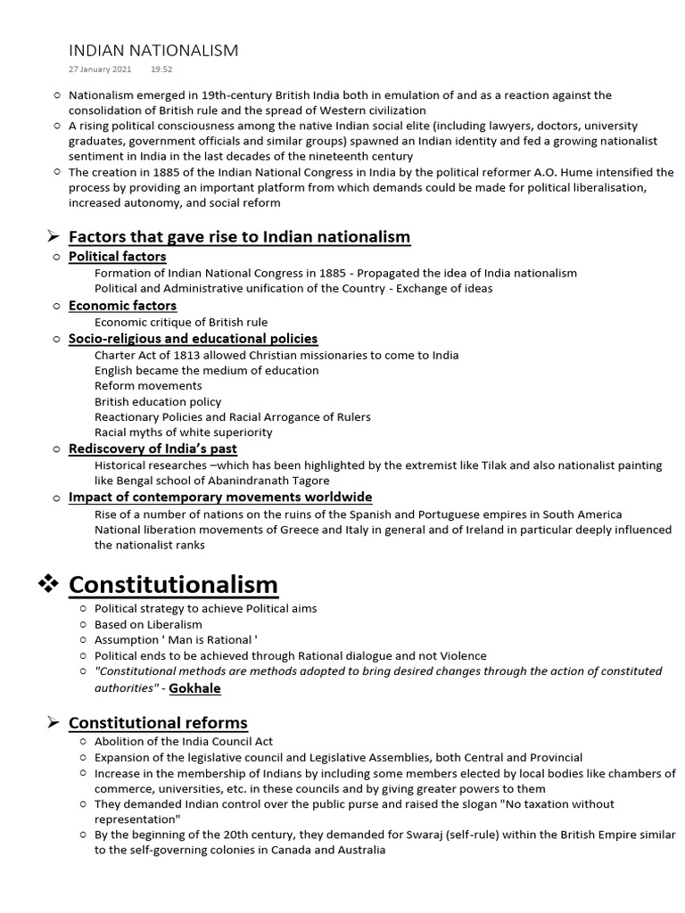 Indian Nationalism | PDF | Mahatma Gandhi | Indian Nationalism