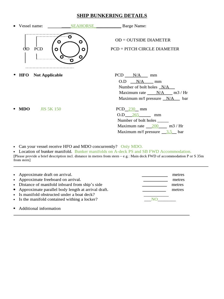 BUNKER-Manifold Details Form | PDF