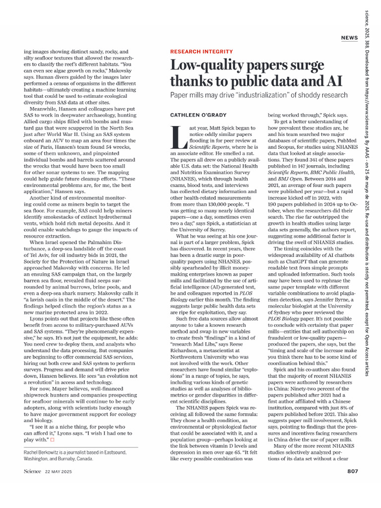 Low-quality papers surge thanks to public data and AI | PDF