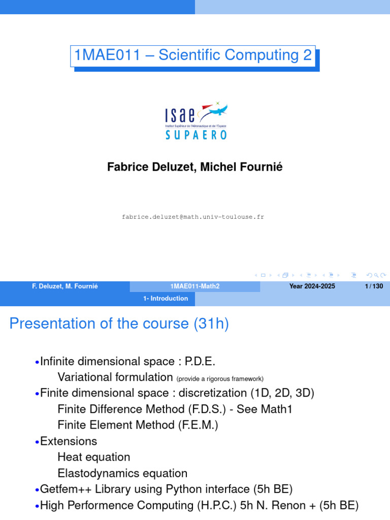 Isaepart2 - Fabrice DELUZET | PDF | Finite Element Method | Partial Differential Equation