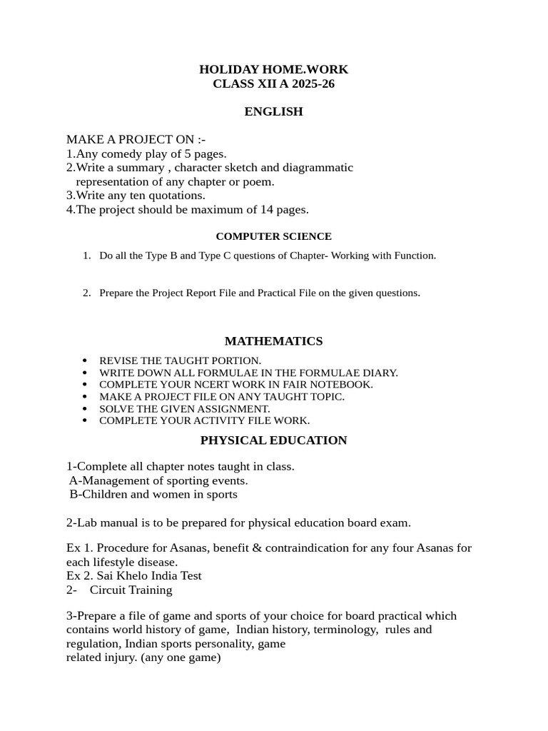 Holiday Homework Xii A | PDF | Solubility | Thermodynamics