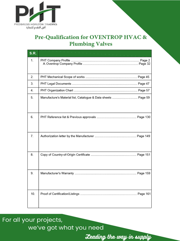 PHT - Oventrop - Pre-Qualification | PDF | Cable Television | Valve