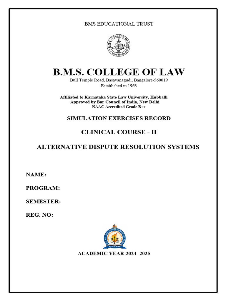 Clinic Course - II (ADR Face Sheet) 3 | PDF | Mediation | Arbitration