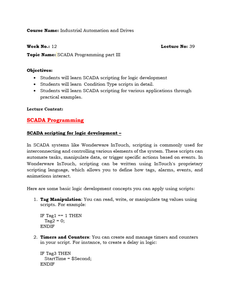 L39 SCADA Programming part III | PDF | Scada | Timer