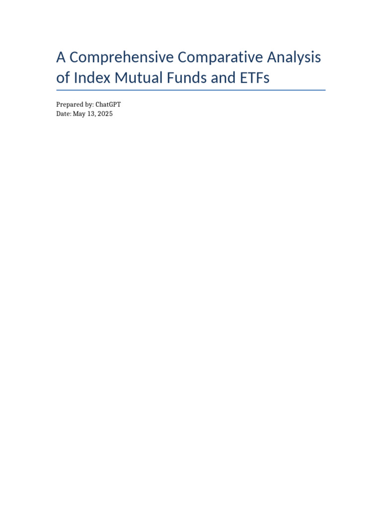 Index Funds Vs ETFs Analysis | PDF