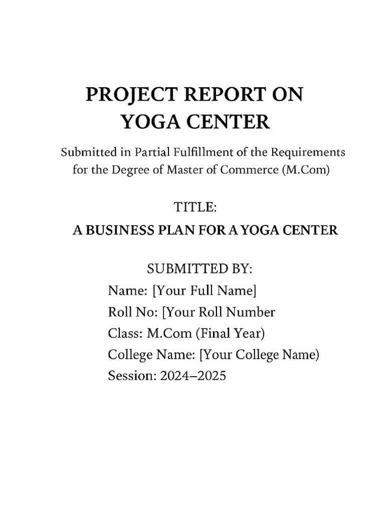 Yoga Center Full Project Report | PDF | Yoga | Marketing