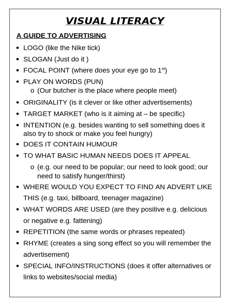 GRADE 10 ADVERT Terminology & Elements HO & WS | PDF | Advertising ...