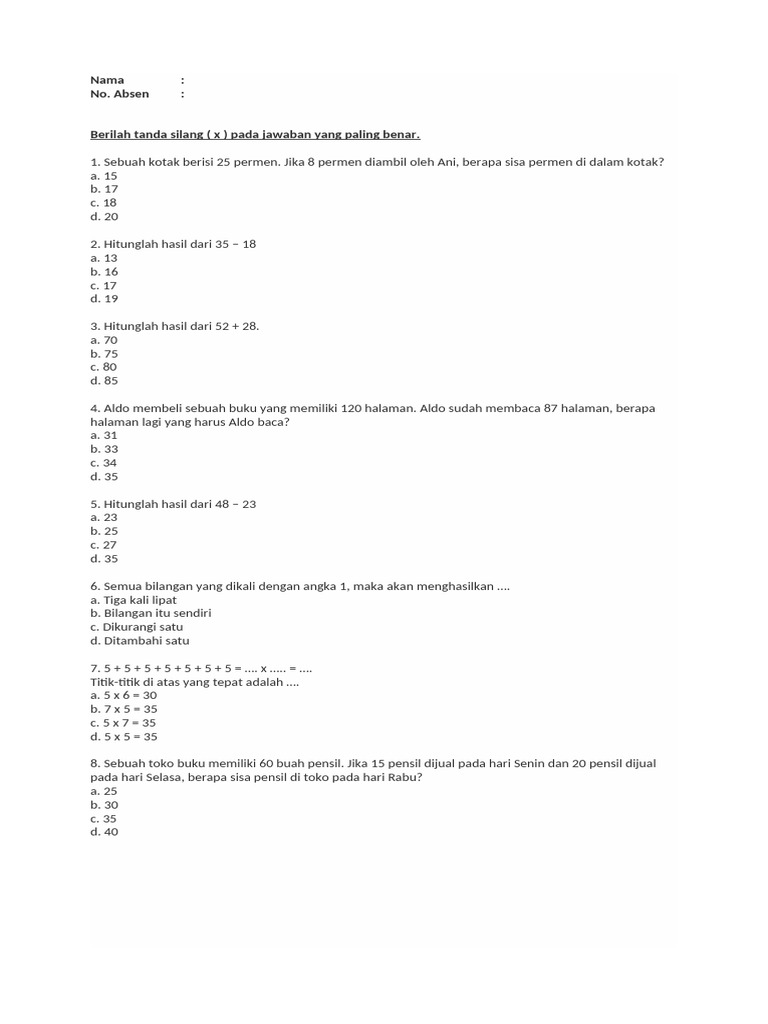 Latihan Soal MTK | PDF