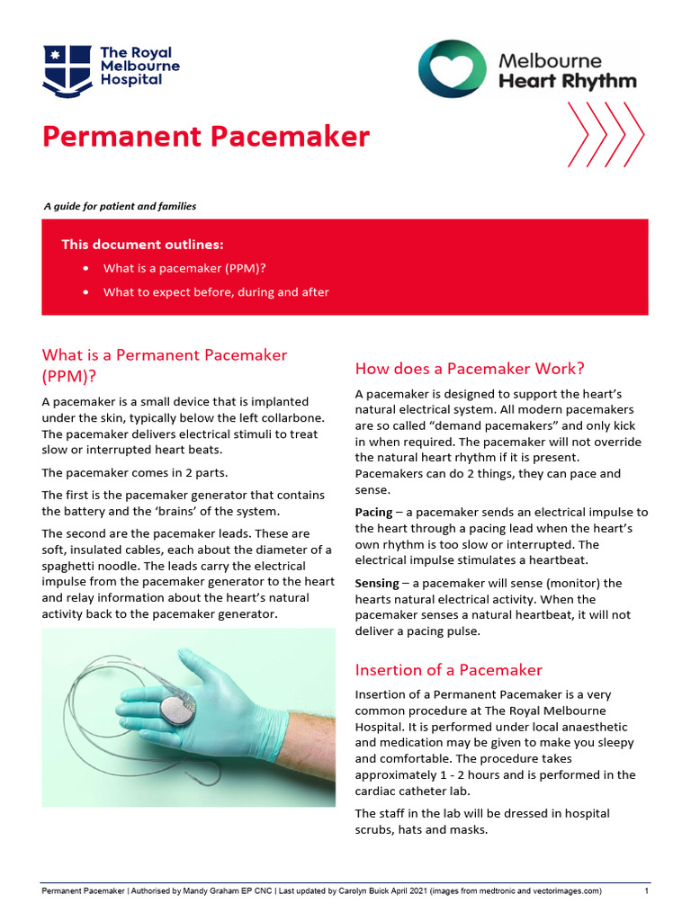 Permament Pacemaker PT Information | PDF | Artificial Cardiac Pacemaker ...