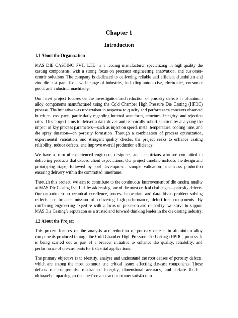 Mid Term Report HPDC Defects With Subpoints | PDF | Materials Science | Industrial Processes