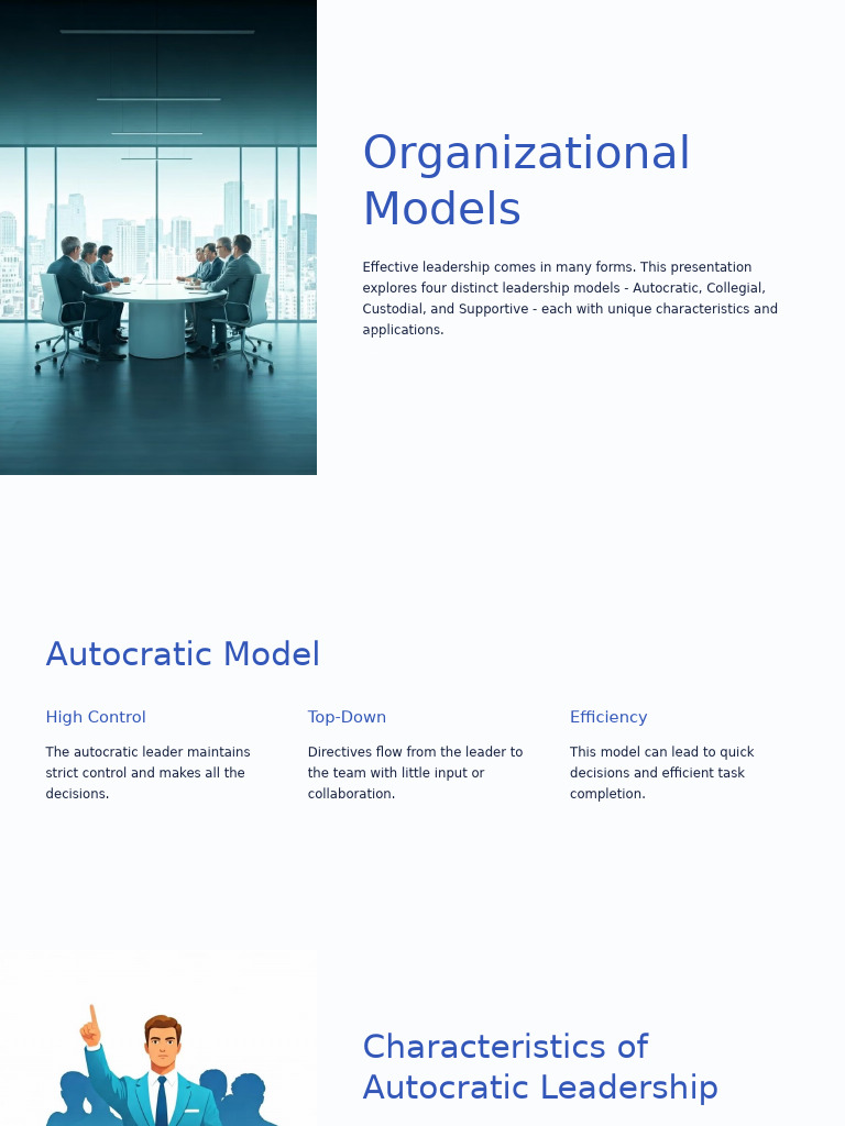 Organizational-Models or Leadership Models Session 2 Unit 1 | PDF | Leadership | Motivational