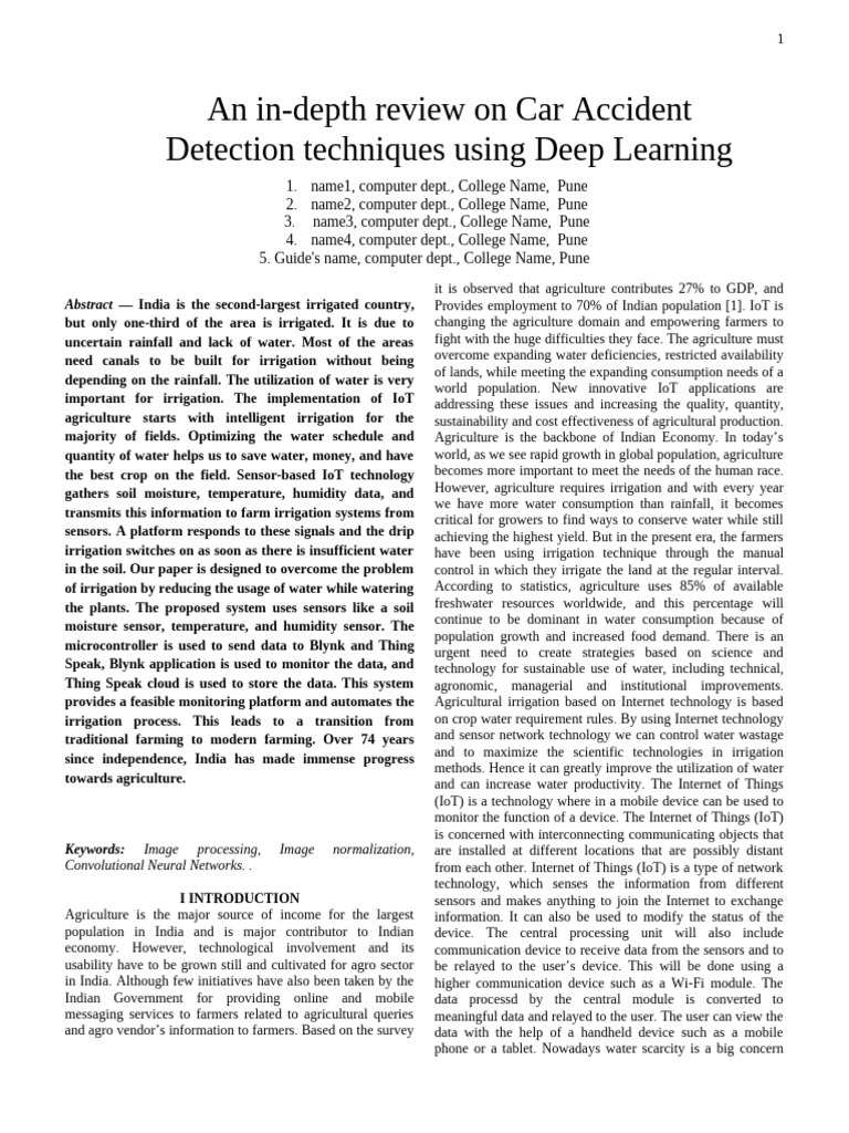 Car Accident Detection System LS Paper | PDF | Agriculture | Internet ...
