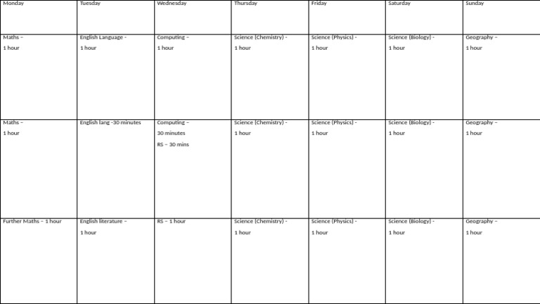 Revision Timetable For Mocks | PDF