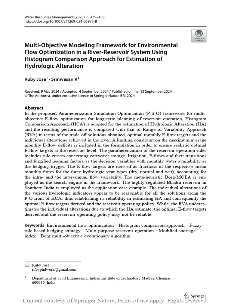Multi-Objective Modeling Framework For Environment | PDF | Hydrology ...