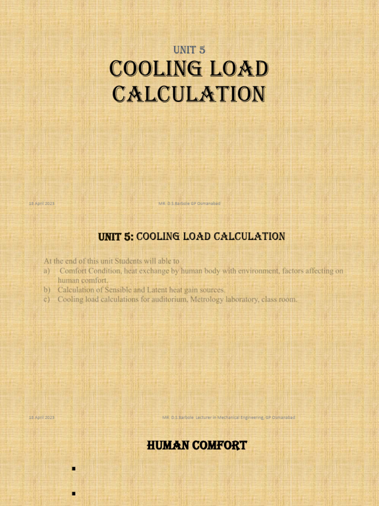 Cooling Load Calculation Guide | PDF | Heat Transfer | Heat