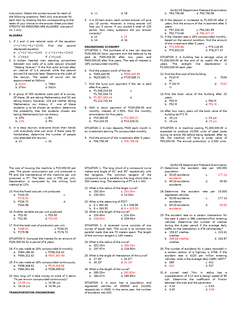 MSTE-Preboard-examination-2024 | PDF | Area | Elementary Geometry