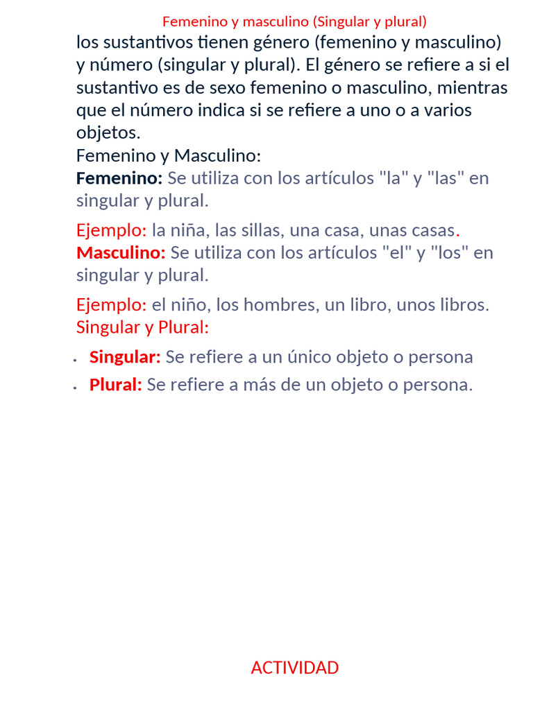 Género y número en sustantivos | PDF