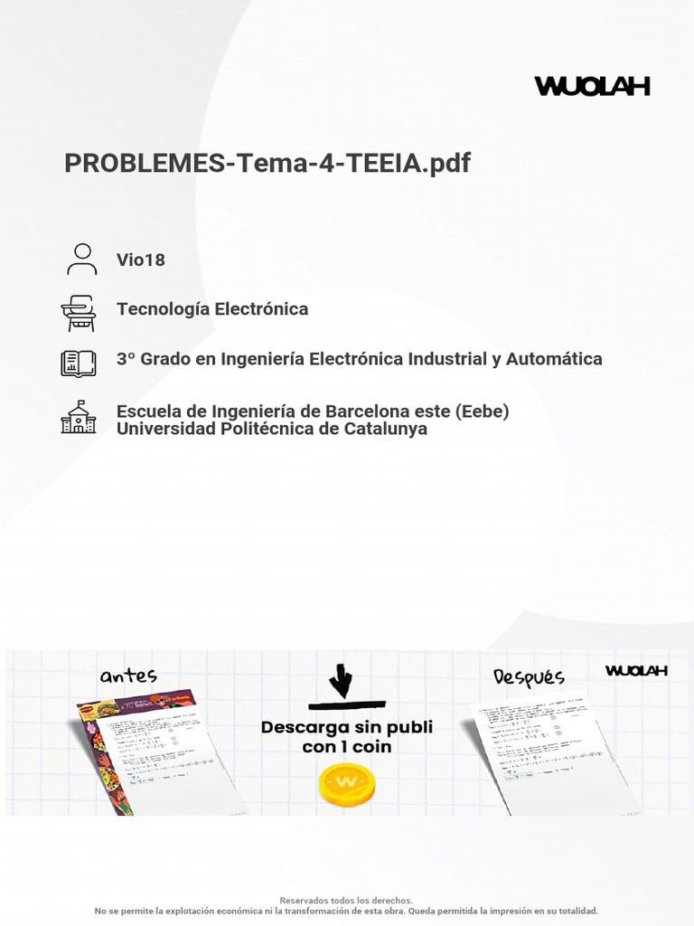 Wuolah Free PROBLEMES Tema 4 TEEIA | PDF | Ingeniería