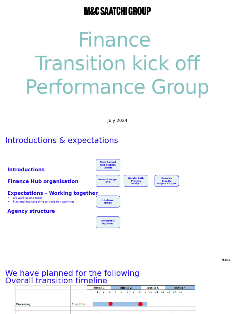 Performance Group Transition Kick Off Meeting | PDF | Balance Sheet ...