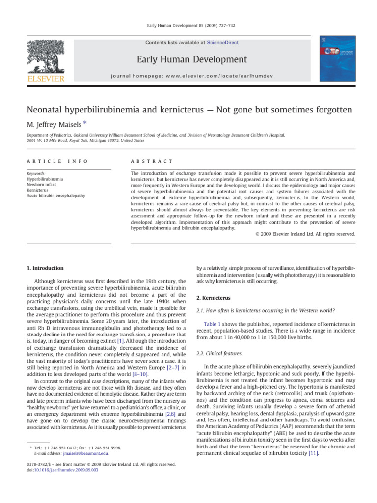 Maisels2009 Icter | PDF | Human Diseases And Disorders | Medical Specialties