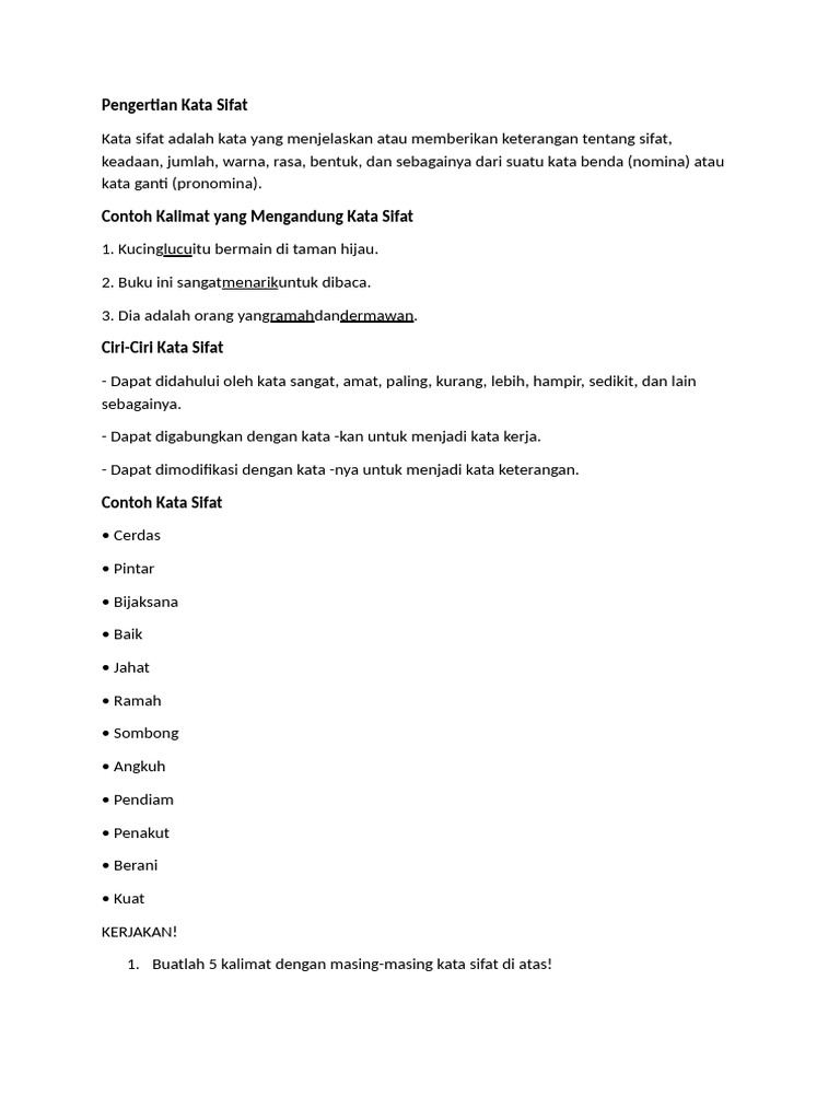 Pengertian Kata Sifat | PDF