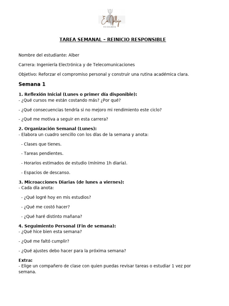 Tarea Semanal Albert | PDF